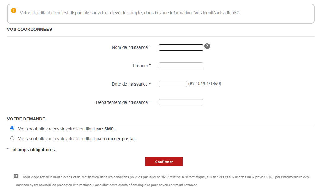 Aide à la connexion